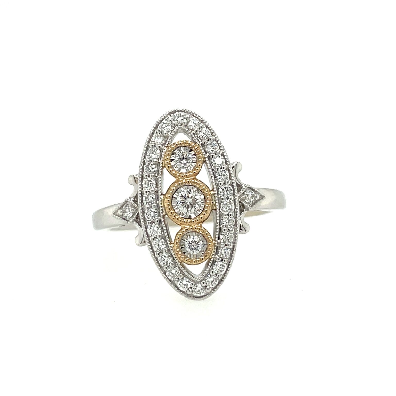 Two Tone Vintage Inspire Ring - Ed & Ethel's Fine Jewelry